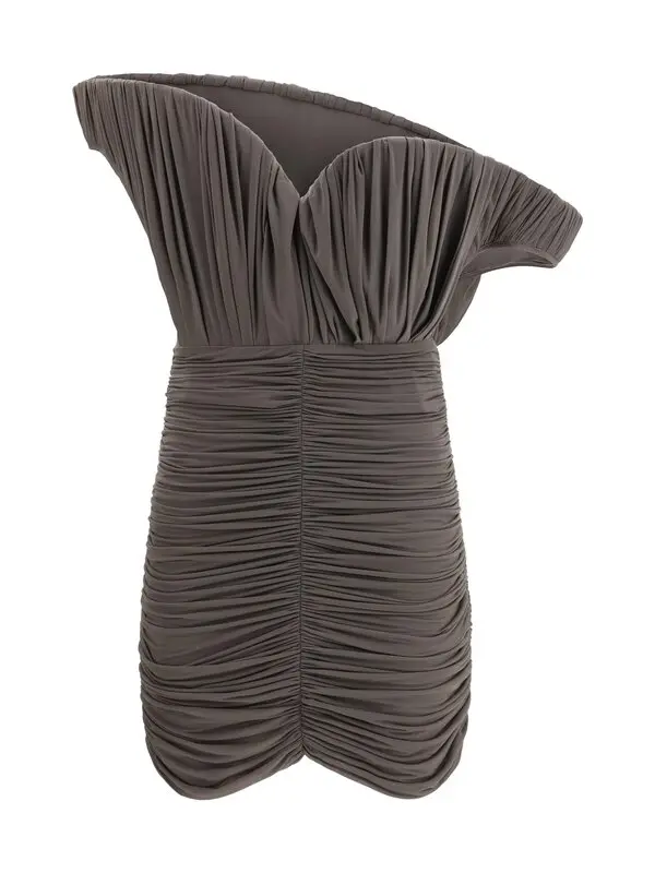 Magda Butrym Asymmetrical Petal Mini Dress - Brown