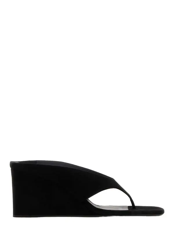 Alaïa Suede Thong Wedge Mules - Black