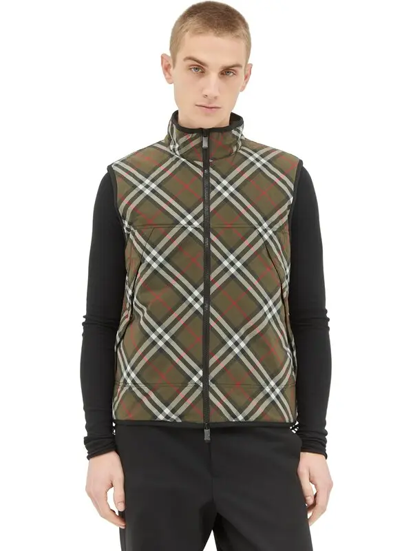 Burberry Checked Padded Gilet - Green