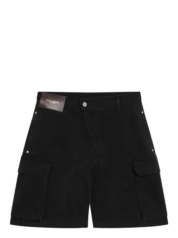 JW Anderson Cotton Shorts With Braided Patch Pockets - Black