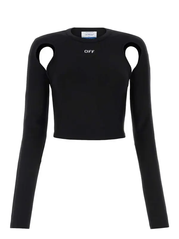 Off-White Stretch Nylon Cropped Top - Black