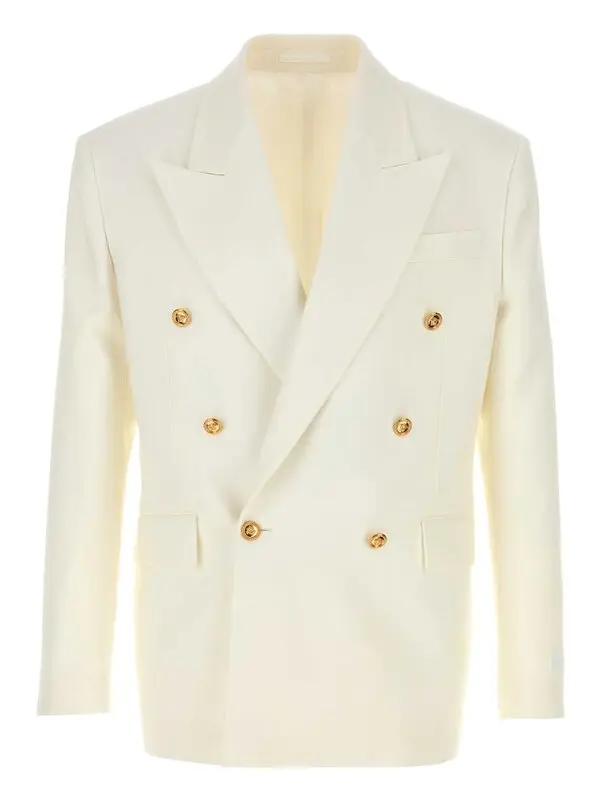 Versace Ivory Wool Blazer - White