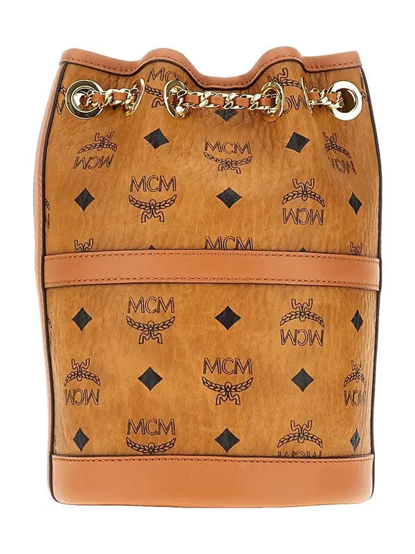 Mcm Monogrammed Bucket Bag With Chain Strap - Multicolor