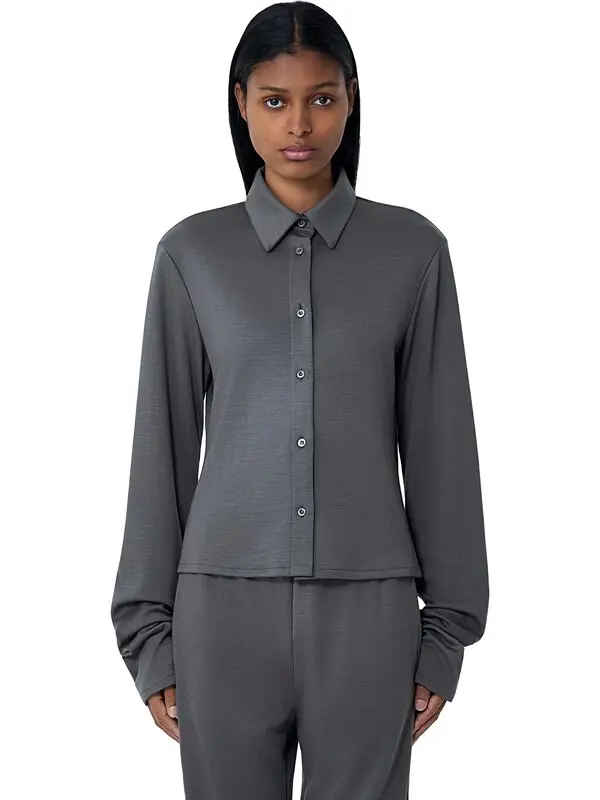 RIER Mini Polar Shirt Long Sleeve Wool Button-down - Gray