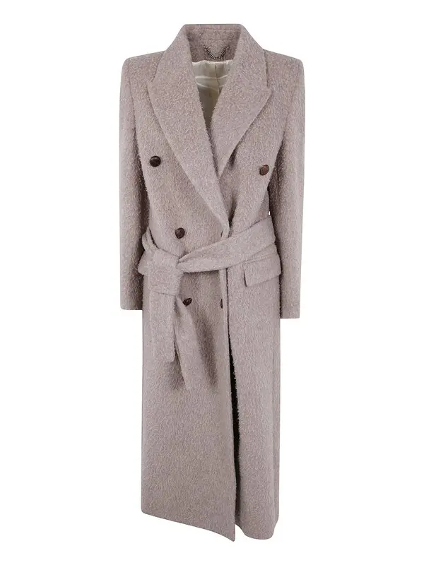 GOLDEN GOOSE Double Breasted Belted Coat In Casentino Wool - Gray