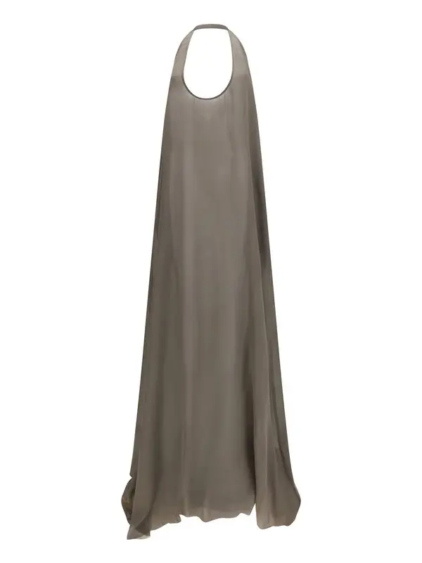 Rick Owens Halter Silk Georgette Gown - Gray