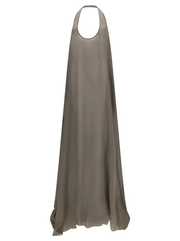 Rick Owens Halter Silk Georgette Gown - Gray