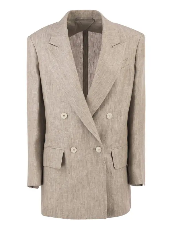 Max Mara Molimpia Double-breasted Pure Linen Blazer - Cream
