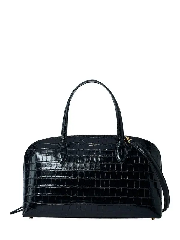 TOTEME Croc-embossed Leather Tote Bag - Black