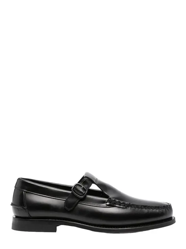 Hereu Calf Leather Boat Shoes With T-bar Strap - Black