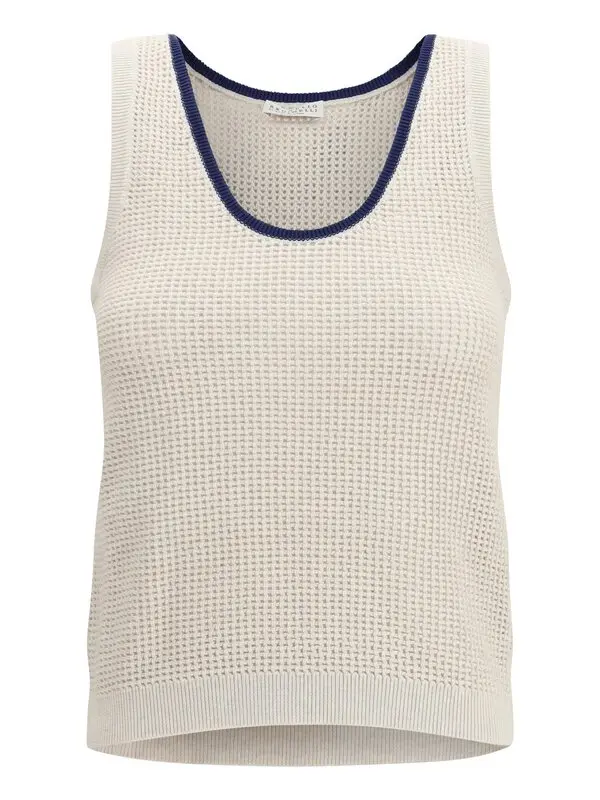 Brunello Cucinelli Cotton Mesh Knit Top - Cream