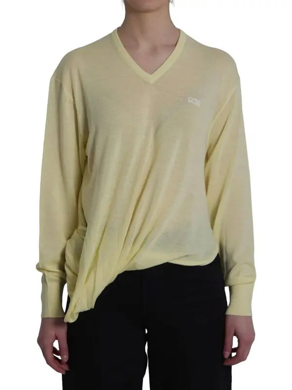 Loewe Wool V-neck Sweater With Knot Detailing - Multicolor