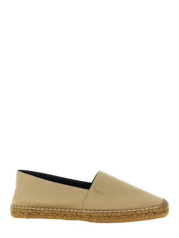 Saint Laurent Cotton Espadrilles With Cassandre Logo Embroidery - Cream