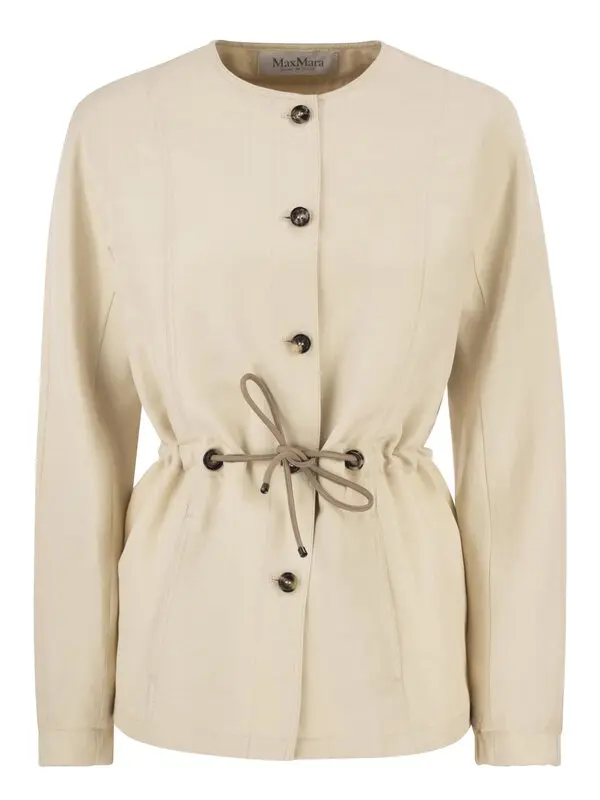 Max Mara Linen And Silk Jacket With Adjustable Waist Drawstring - Multicolor