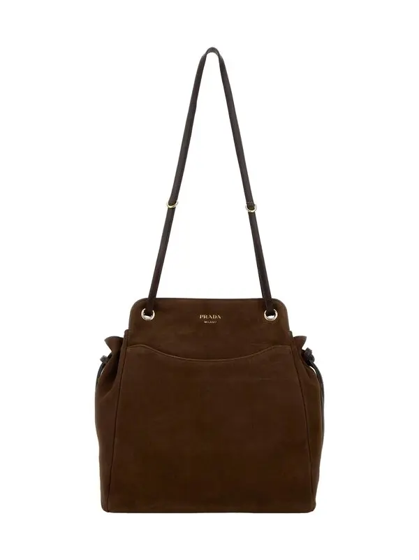Prada Suede Bucket Bag - Brown