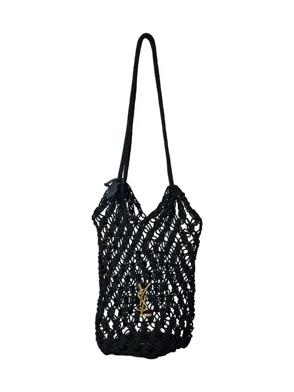 Saint Laurent Cassandre Crochet Tote Bag - Black