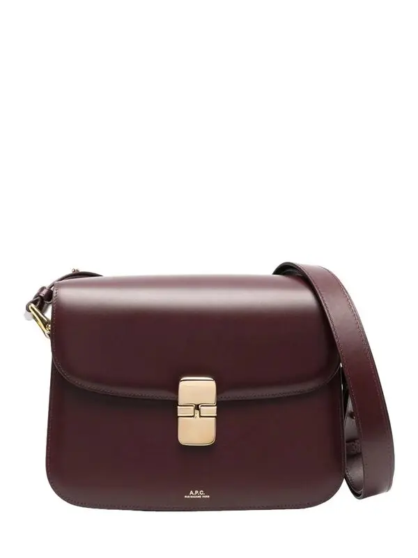 A.p.c. Wine Leather Shoulder Bag - Red