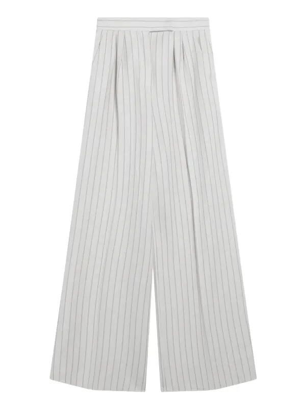 Max Mara Wide Pinstripe Jersey Trousers - White