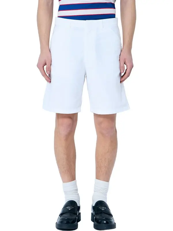 Prada Oxford Shorts In Cotton - White