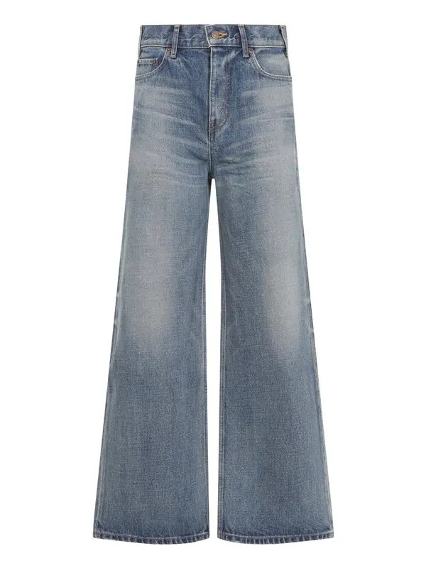 Celine Jolene Flared Jeans In Washed Cotton - Blue
