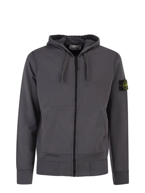 Stone Island Garment Dyed Cotton Zip-up Hoodie - Multicolor
