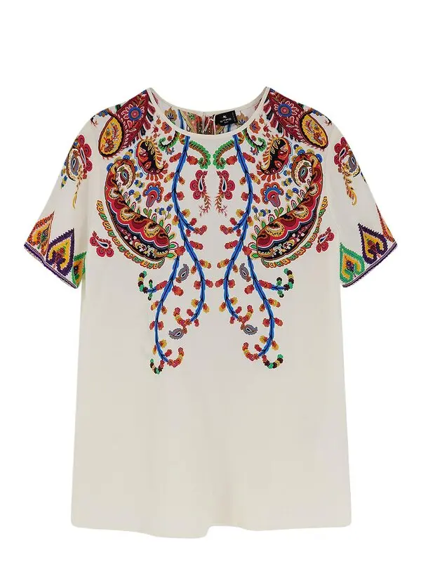 Etro Silk Short Sleeve Top - Multicolor