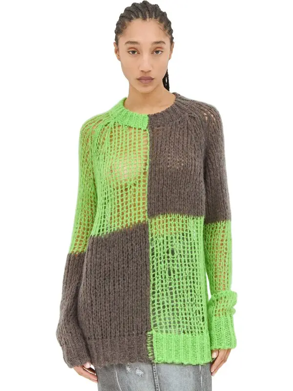 Acne Studios Two Tone Loose Knit Sweater - Green