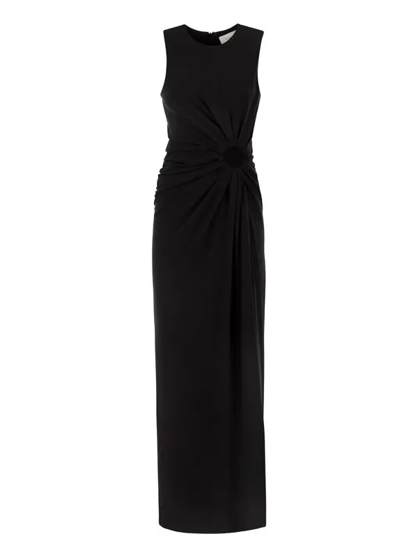 Sportmax Saletta Long Stretch Jersey Dress With Draping And Cut-out - Black