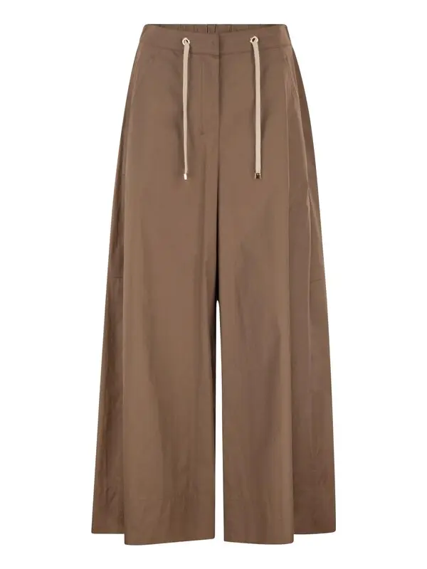Max Mara Cotton Culotte Trousers With Drawstring Waist - Brown