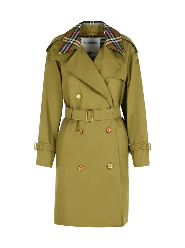 Burberry Short Cotton Trench Coat - Green