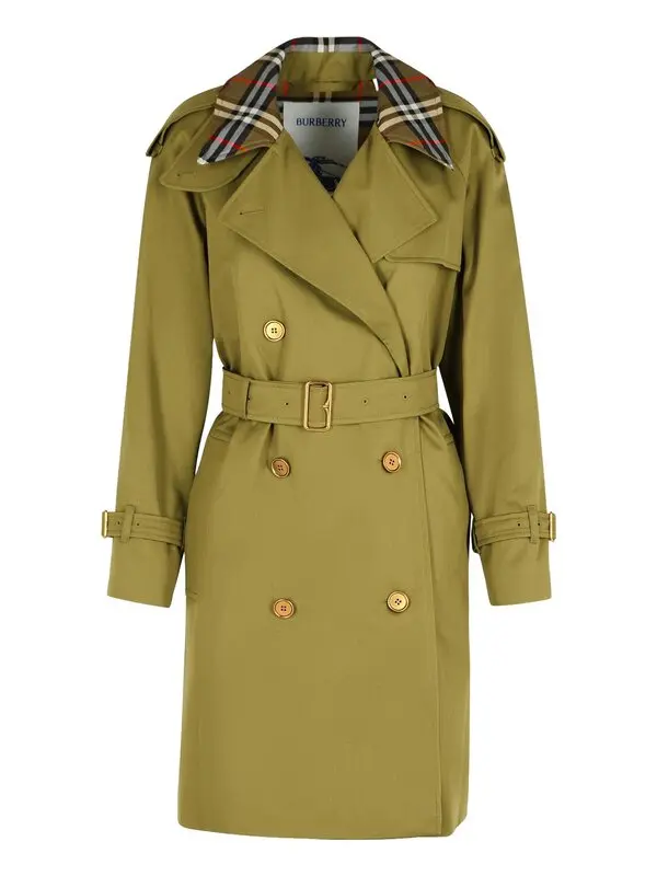 Burberry Short Cotton Trench Coat - Green