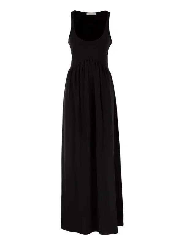 Sportmax Spxpanino Long Stretch Jersey Dress With Back Cut-out - Black