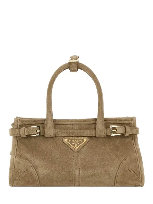 Prada Suede Mini Bonnie Handbag - Brown