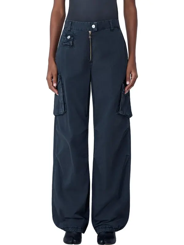 GANNI Cotton Cargo Pants - Gray