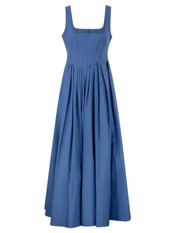 Sportmax Structured Cotton Midi Dress With Full Skirt - Multicolor