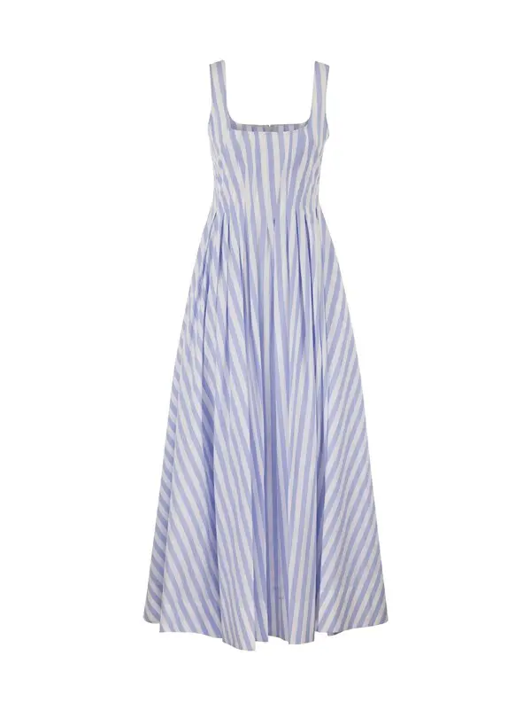Sportmax Striped Cotton Midi Dress With Full Skirt - Multicolor