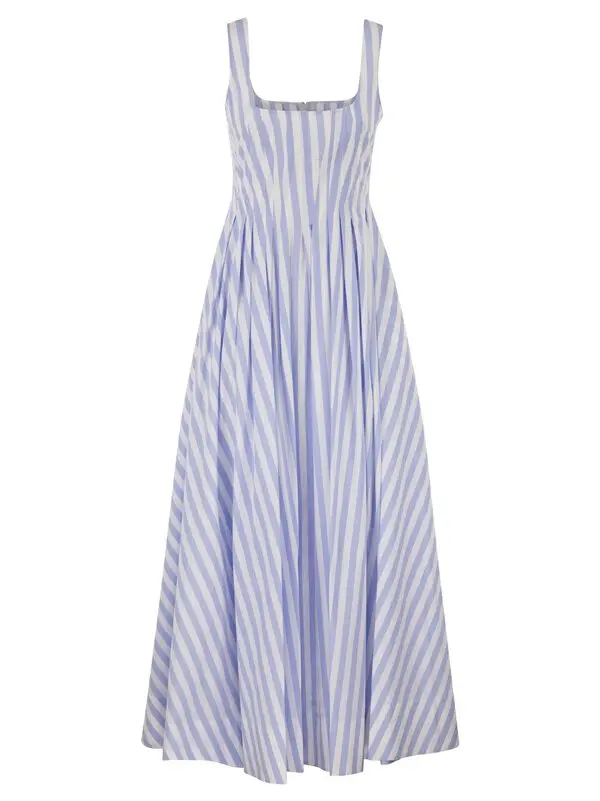 Sportmax Striped Cotton Midi Dress With Full Skirt - Multicolor