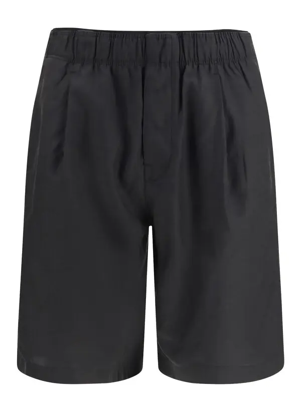 Our Legacy Leisure Shorts In Cupro And Cotton - Black