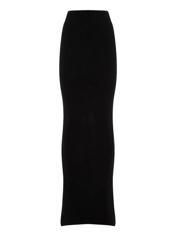 Rick Owens Alpaca Blend Pillar Skirt With Slit - Black