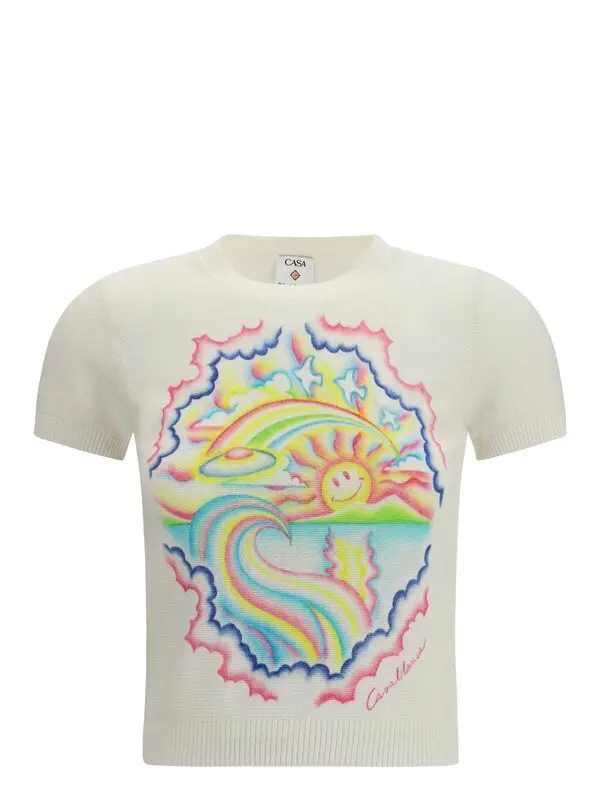 Casablanca Le Re Ve Ensoleille" Cotton Blend T-shirt - Multicolor