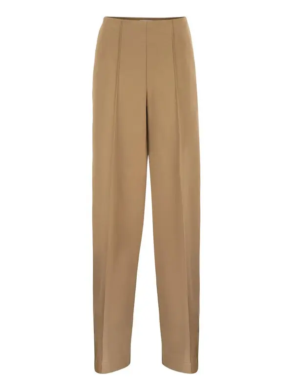 Max Mara Straight Tailored Trousers In Stretch Technical Jersey - Multicolor