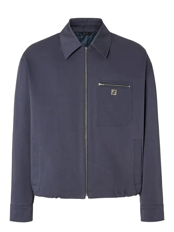 Fendi Cotton Jacket With Ff Detail - Blue