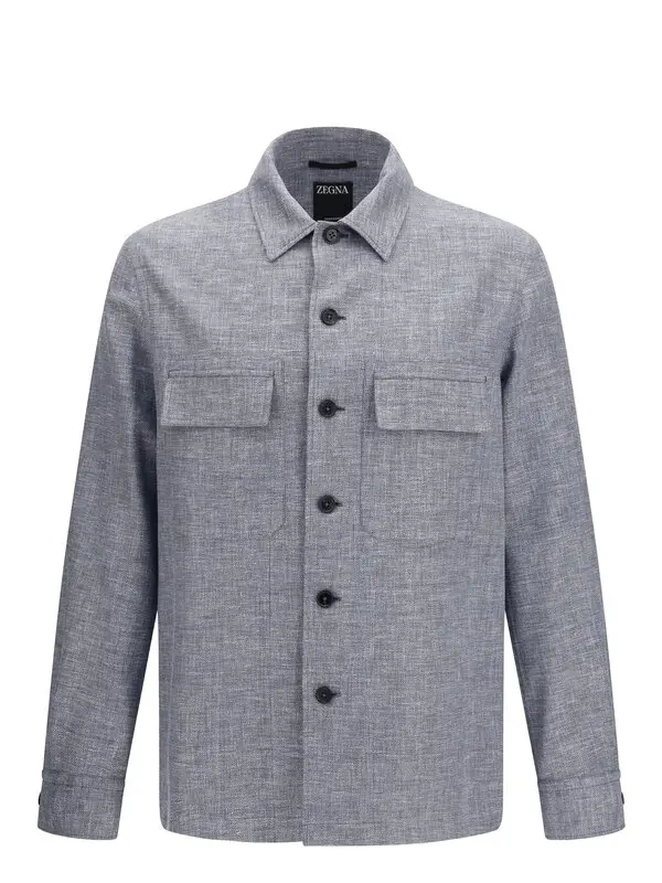 Zegna Crossover Shirt Jacket In Linen Wool And Silk - Gray