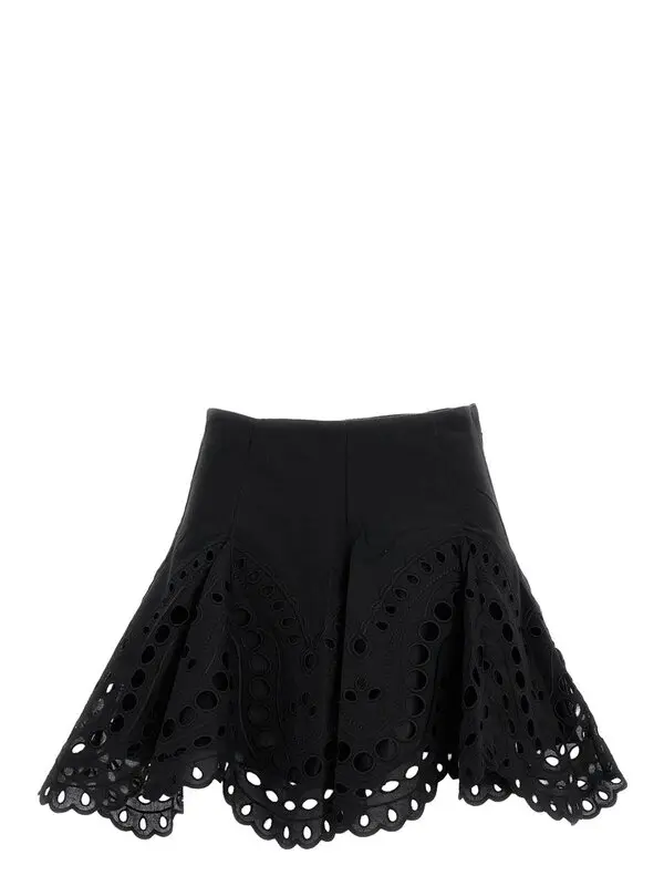 Charo Ruiz Ibiza Skirt Sail With Eyelet Lace - Multicolor