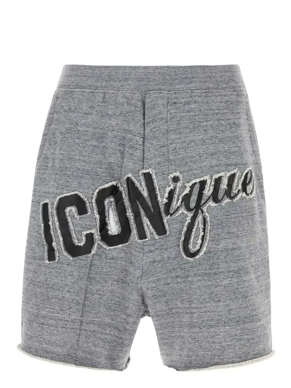 Dsquared2 Grey Cotton Embroidered Logo Bermuda Shorts - Gray