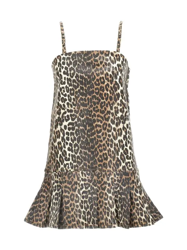 GANNI Leopard Print Mini Dress - Multicolor