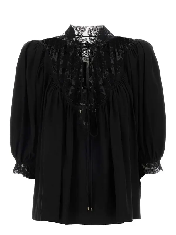 Chloé Silk Lace Blouse - Black