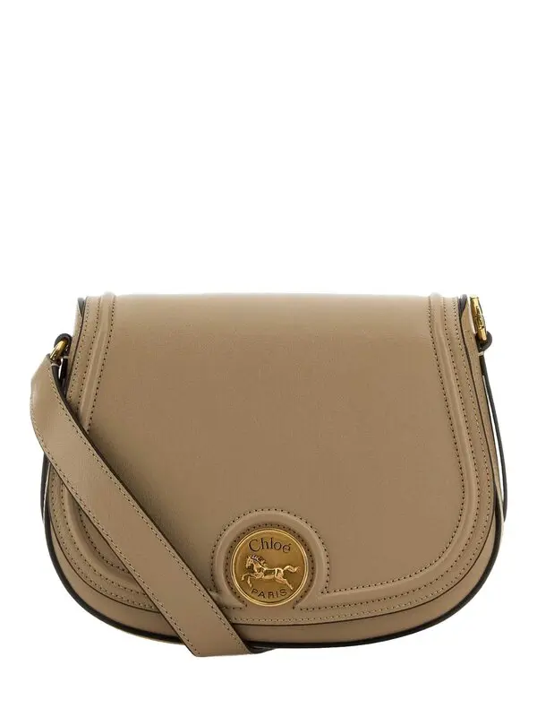 Chloé Leather Horse Medal Crossbody Bag - Brown