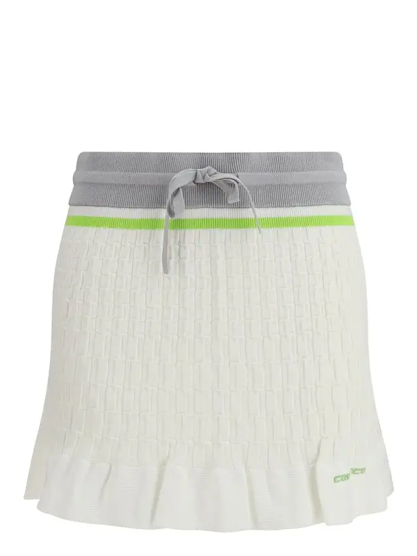 Casablanca Tennis Mini Skirt With Logo Jacquard And Ruffle Hem - White