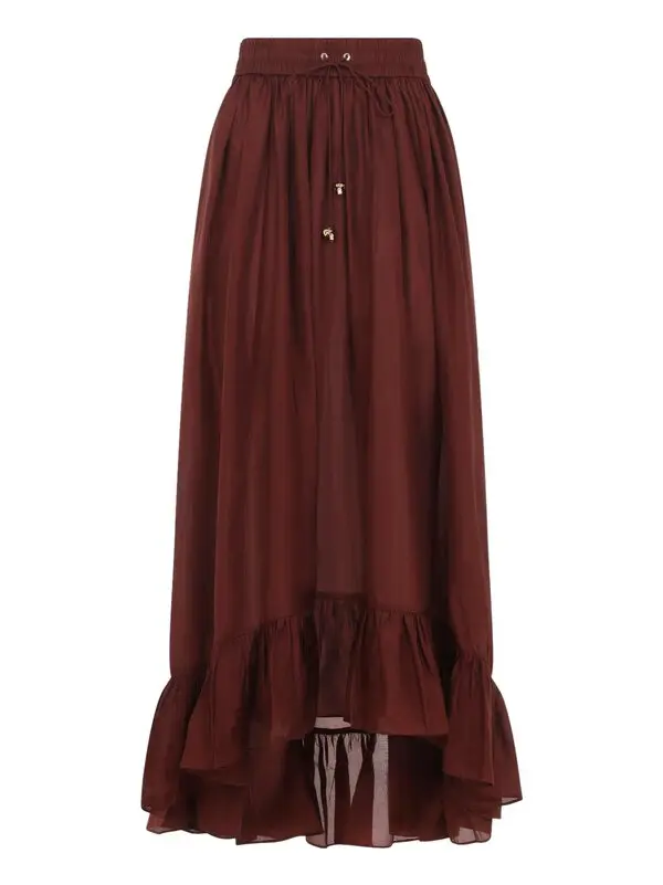 Zimmermann Aster Silk Long Skirt - Red